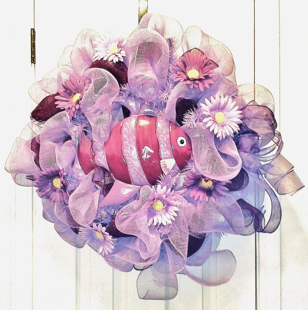 Beach Wreath With Starfish, Wreath With Fish and Turtle, Beach Welcome ...