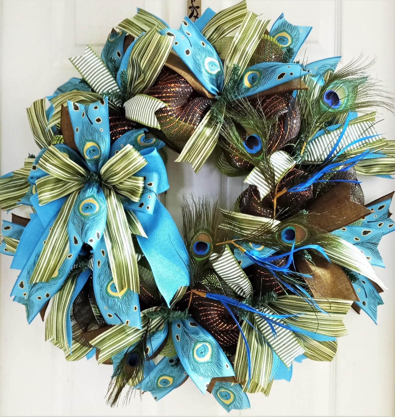 Peacock Wreath Wreath With a Peacock Theme Mesh Wreath - Etsy