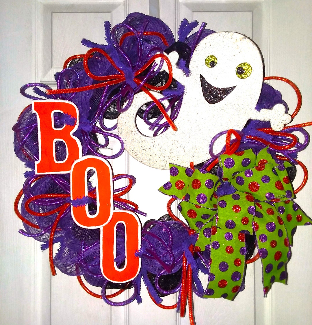 Ghost Wreath for Halloween, BOO Wreath, Halloween BOO Wreath, BOO Door ...