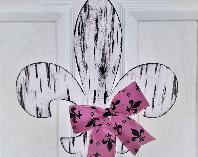 Fleur De Lis Door Hanger, Wooden Fleur De Lis, Saints Door Hanger ...