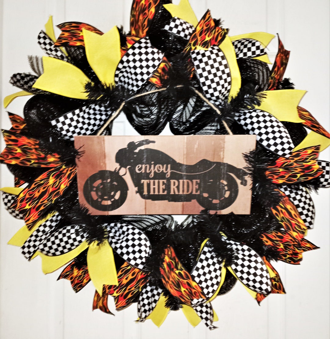 Motorcycle Wreath, Harley Davidson, Born to Ride Cycle Wreath, Gift for ...