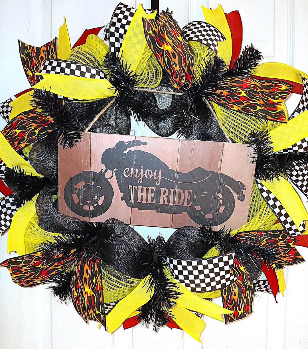 Motorcycle Wreath, Harley Davidson, Born to Ride Cycle Wreath, Gift for ...