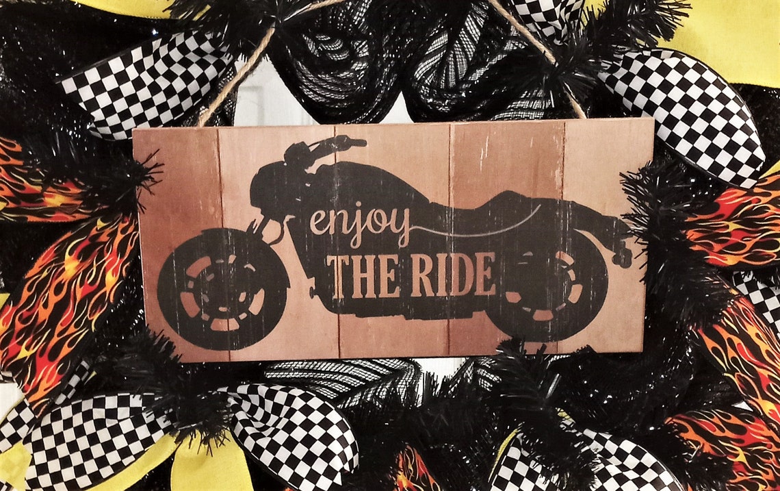 Motorcycle Wreath, Harley Davidson, Born to Ride Cycle Wreath, Gift for ...
