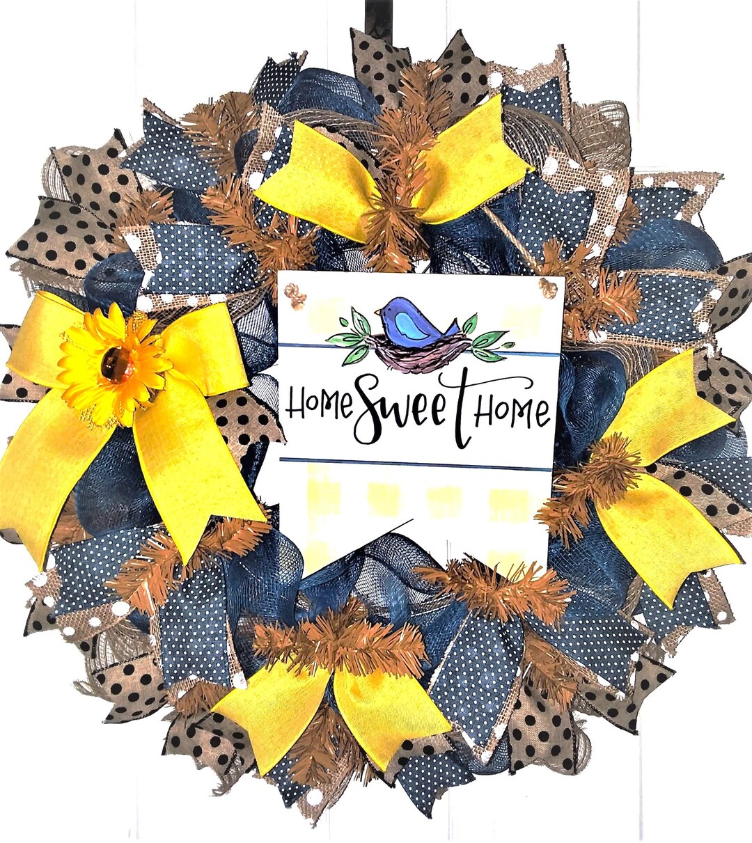 Home Sweet Home Spring Wreaths for Front Door, Turquoise Welcome Wreath ...