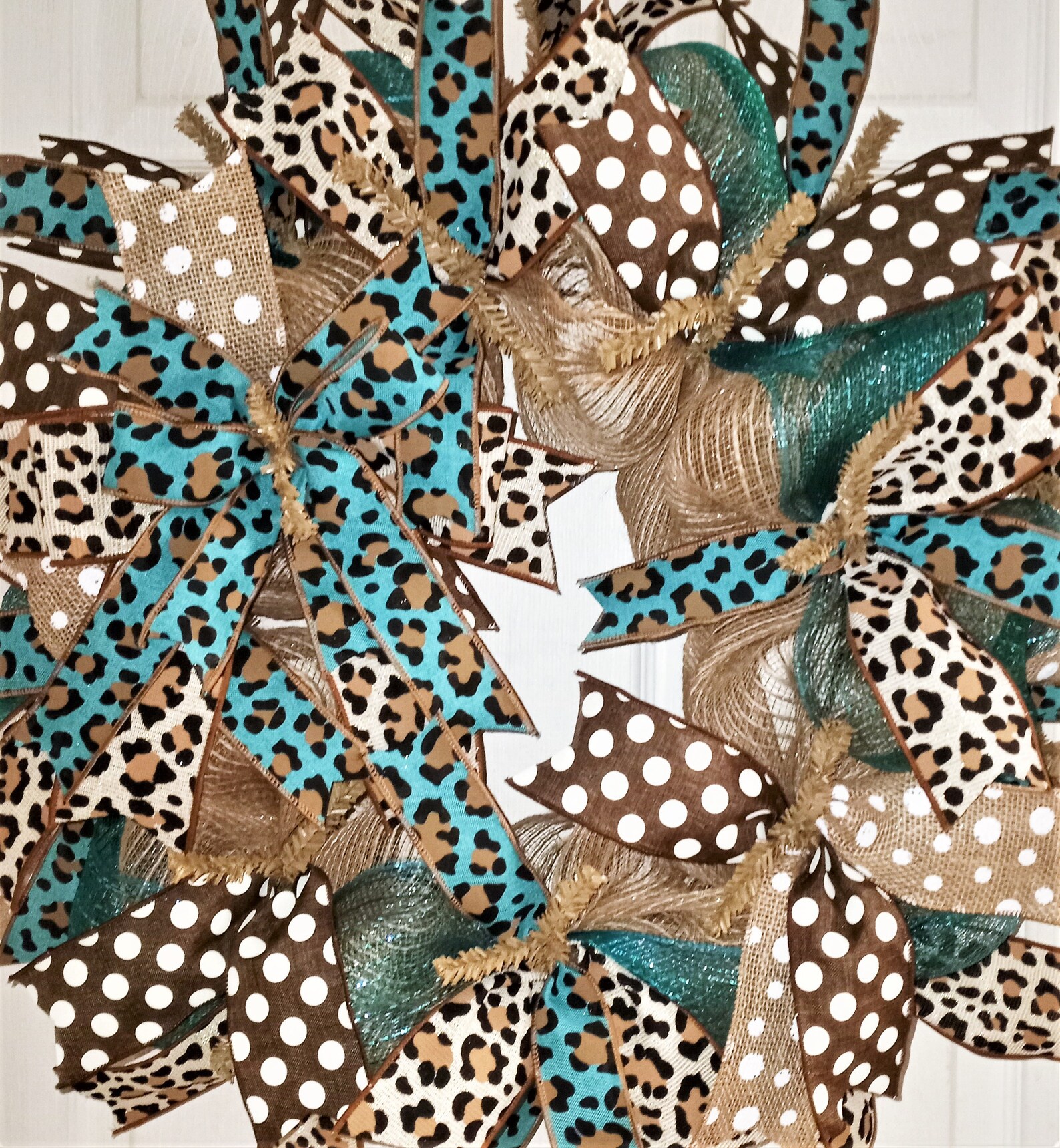 Leopard Wreath, Burlap Door Wreath, Leopard Ribbon Wreath, Animal Print ...