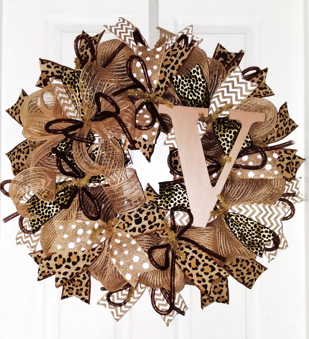 Monogram Wreath, Initial Wreath, Leopard Wreath, Animal Print Wreath ...
