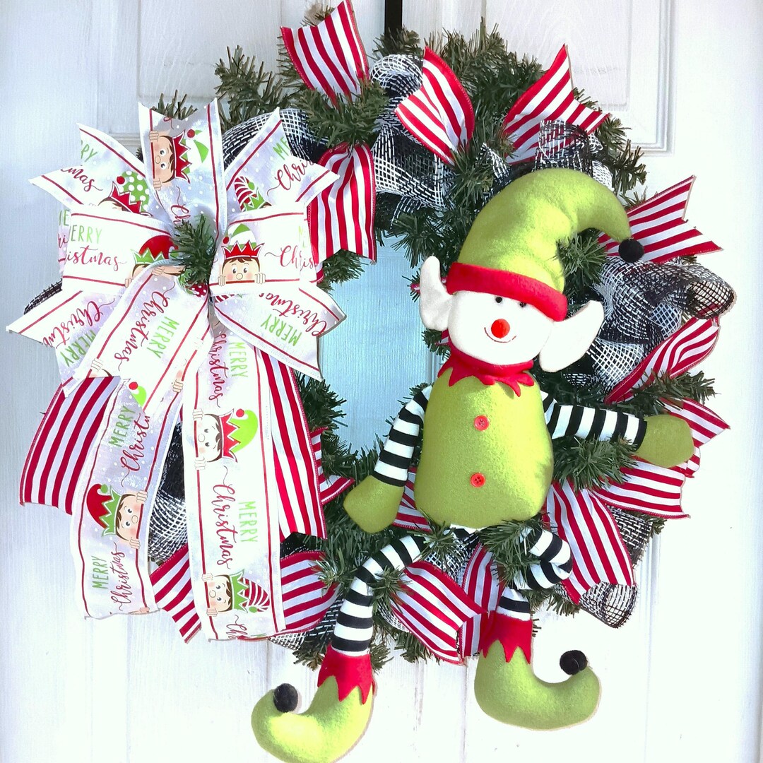 Christmas Elf Wreath, Santa's Helper, Elf Wreath, Christmas Wreath ...