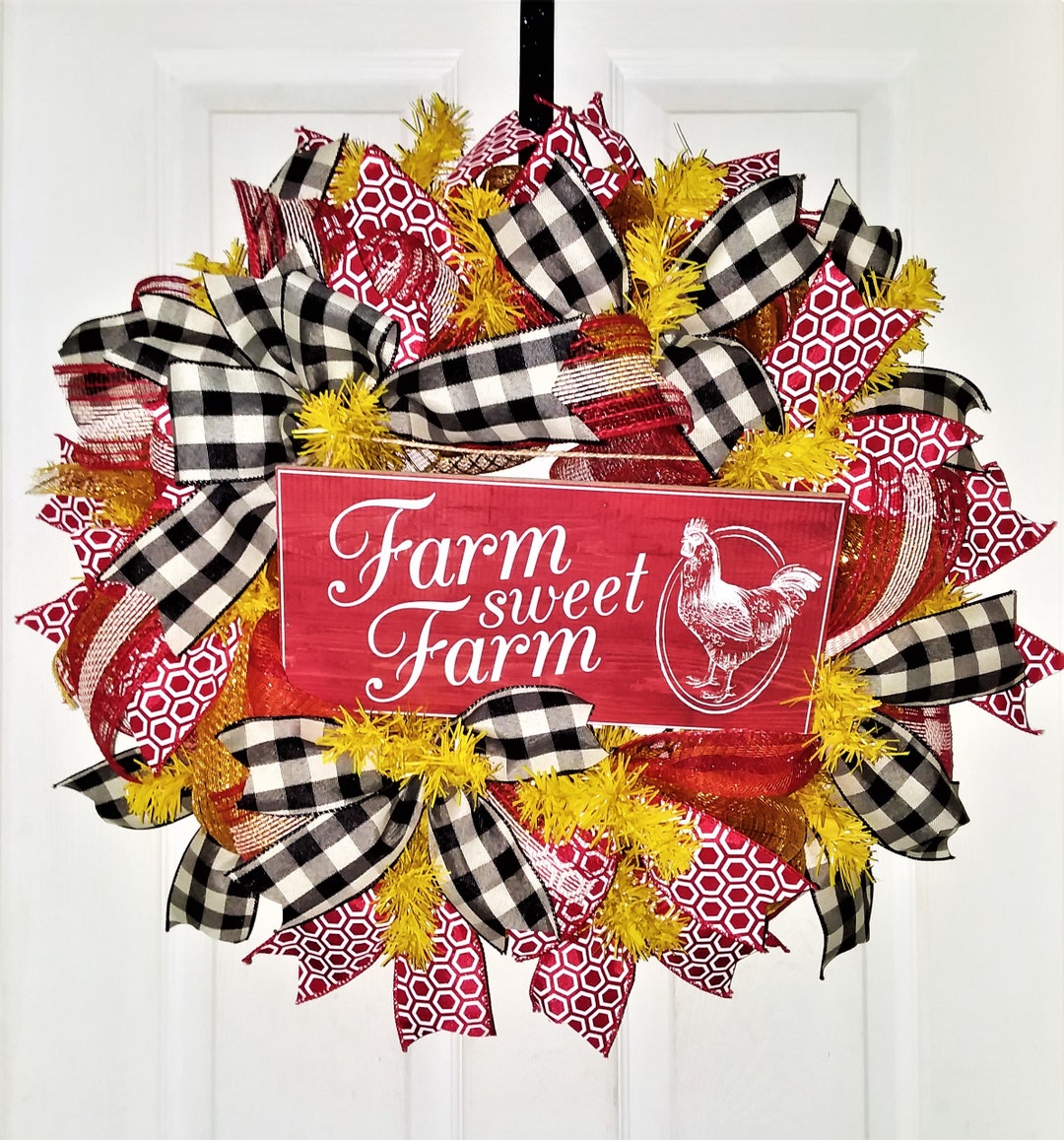 Farm Wreath, Chicken Wreath, Farm Sweet Farm, Farmhouse Door Decor ...