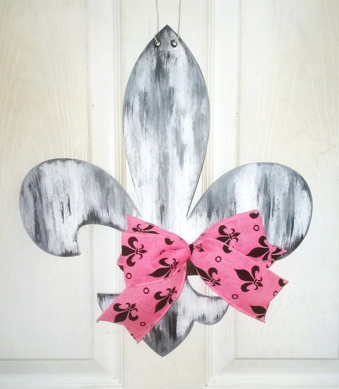 Fleur De Lis Door Hanger, Wooden Fleur De Lis, Saints Door Hanger ...