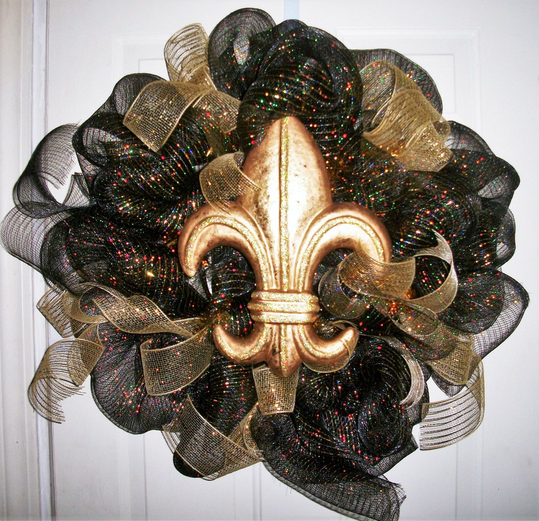 Fleur De Lis Door Decor, Saints Wreath, New Orleans Saints, Saints Door ...