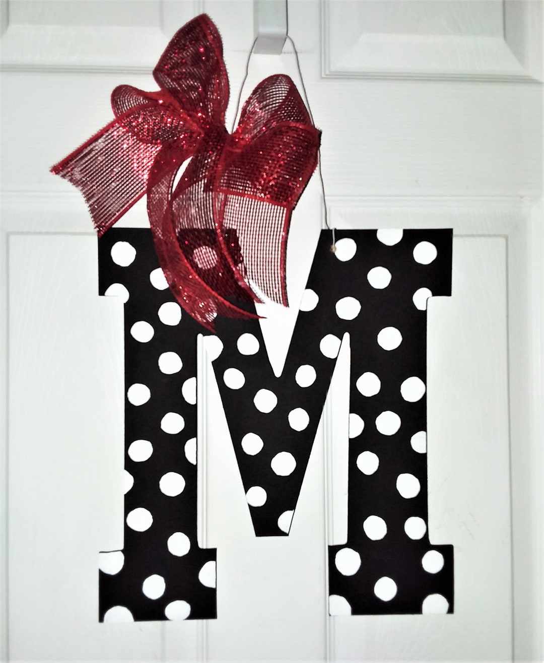 Monogram Letter, Wooden Initial Letters Hand Painted With Polka Dots ...