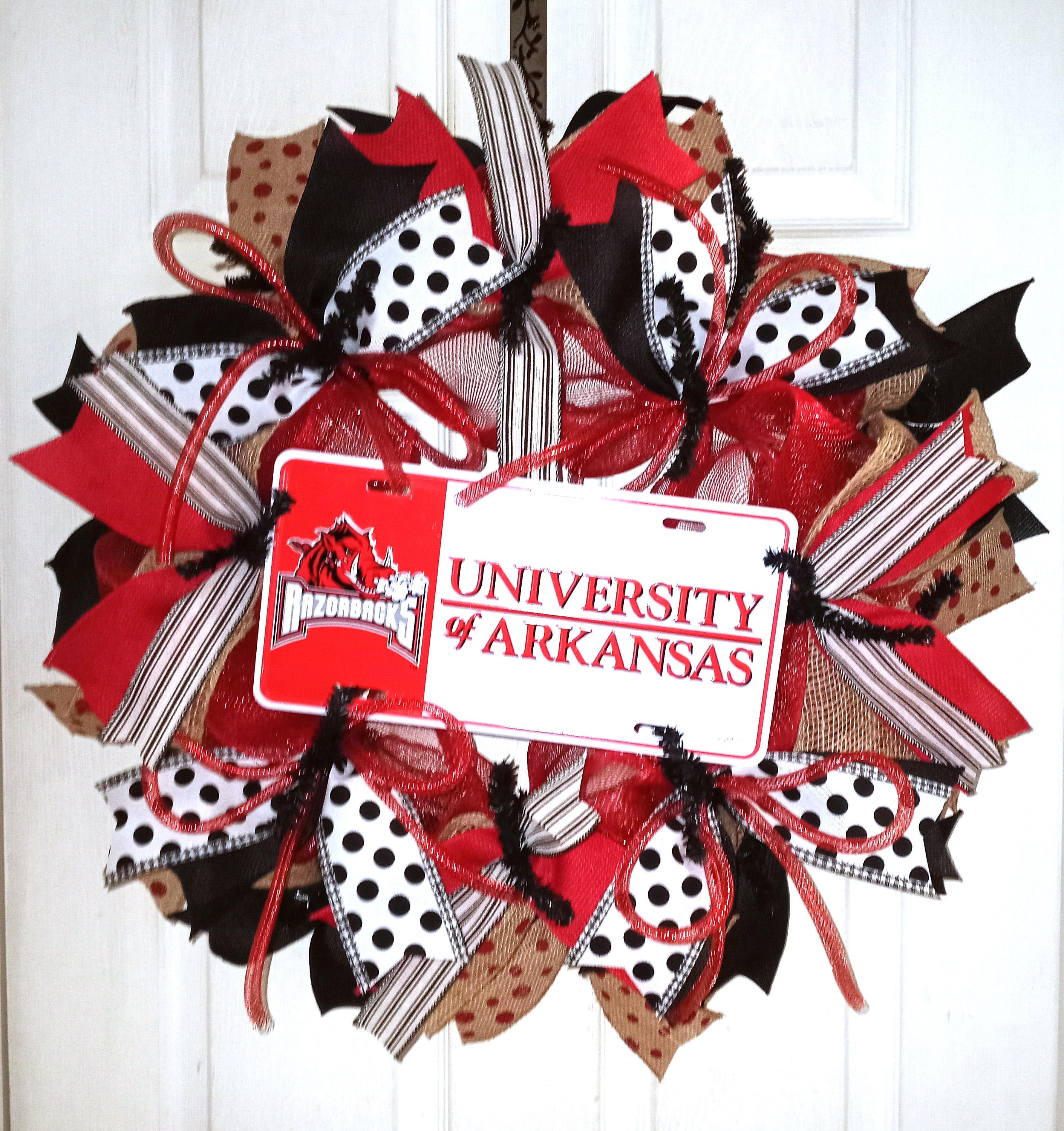 Arkansas Razorbacks Wreath AR Razorbacks Door Wreath - Etsy