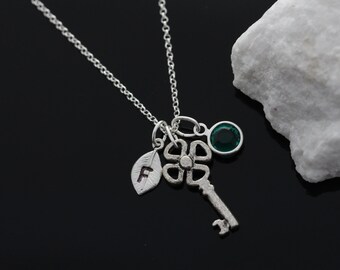 Beautiful Clover Skeleton key Necklace Comes With Sterling | Etsy