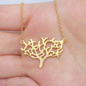 Gold Tree Necklace, Gold Plated Tree Pendant on a Gold Plated Sterling ...