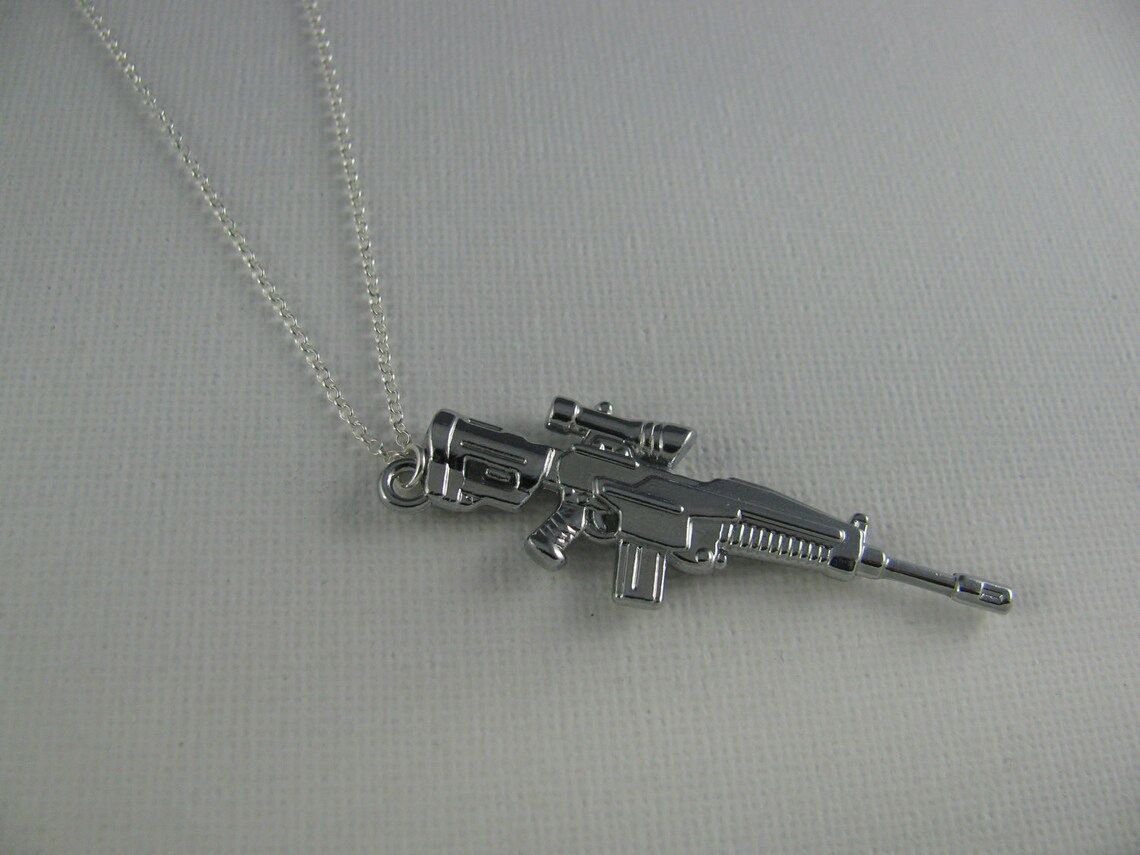 Sniper Gun Necklace on 925 Sterling Silver Chain, Sniper Gun Pendant ...