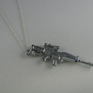 Sniper Gun Necklace on 925 Sterling Silver Chain, Sniper Gun Pendant ...