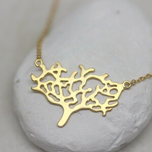 Gold Tree Necklace, Gold Plated Tree Pendant on a Gold Plated Sterling ...