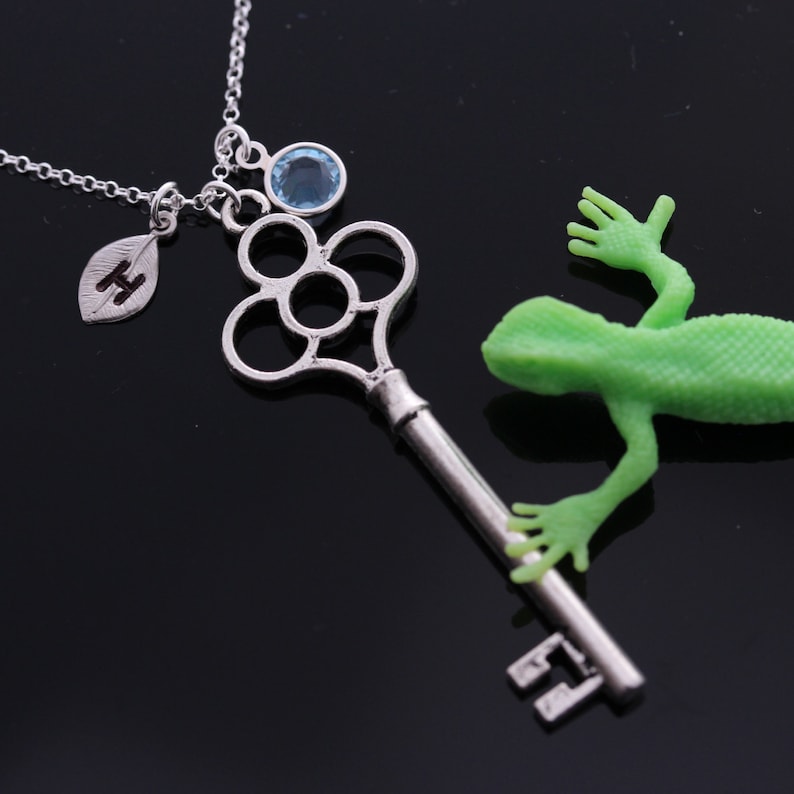 Beautiful Clover Skeleton Key Necklace, Comes With Sterling Silver ...