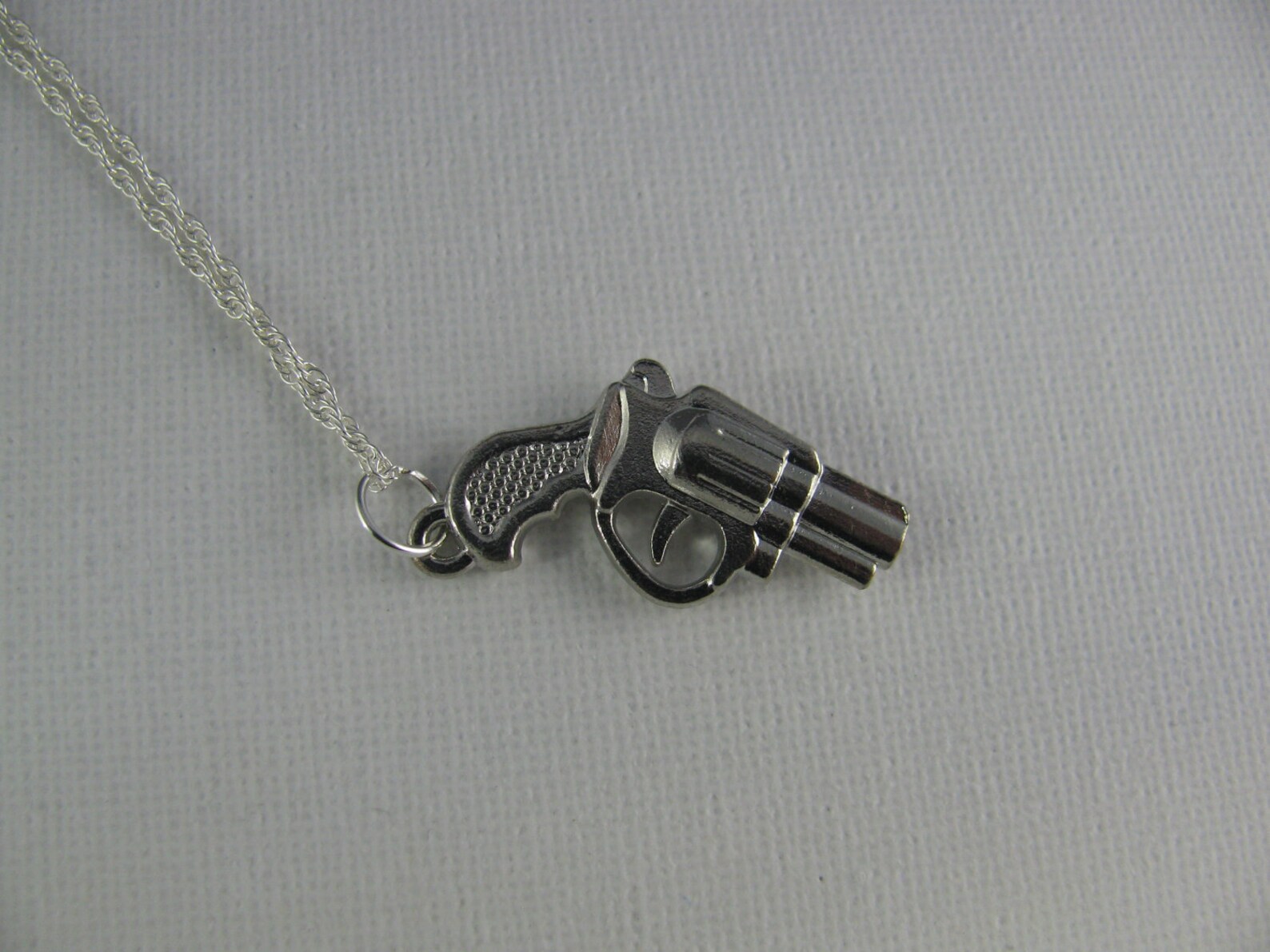 Handgun Pistol Revolver Necklace on 925 Sterling Silver Chain, Handgun ...