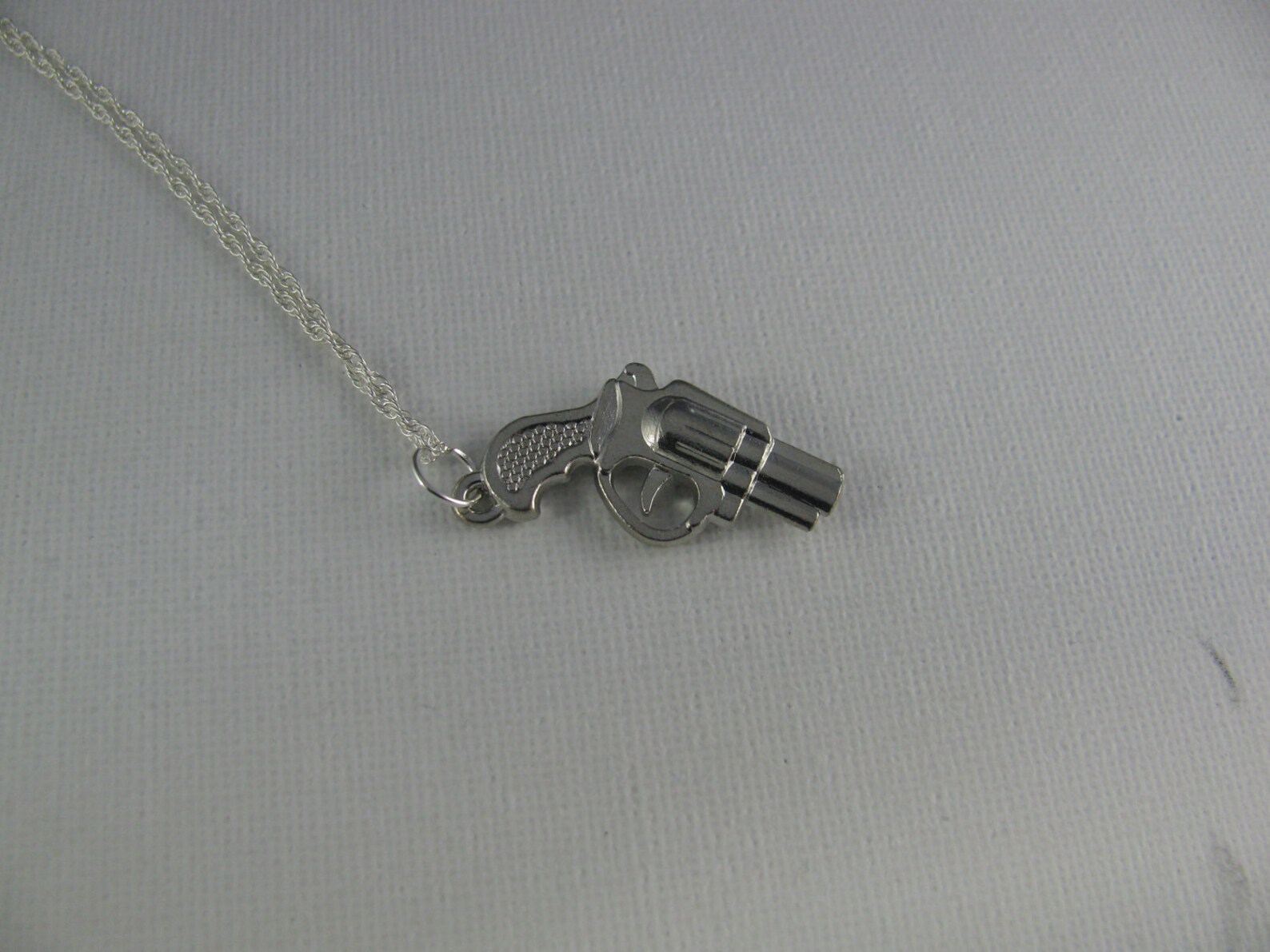 Handgun Pistol Revolver Necklace on 925 Sterling Silver Chain, Handgun ...