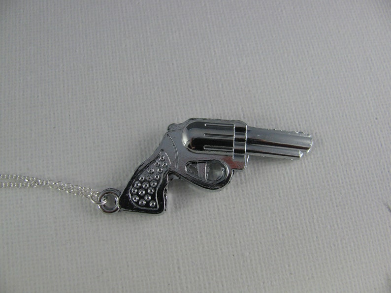 Handgun Pistol Revolver Necklace on 925 Sterling Silver Chain, Handgun ...