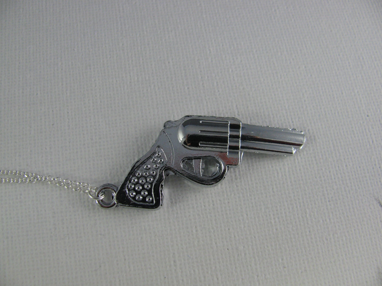 Handgun Pistol Revolver Necklace on 925 Sterling Silver Chain, Handgun ...