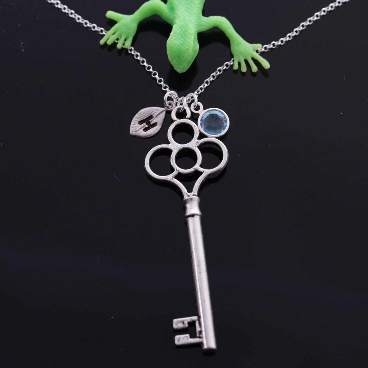 Beautiful Clover Skeleton Key Necklace, Comes With Sterling Silver ...