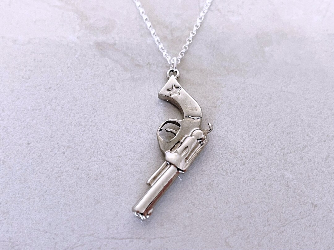 Pistol Revolver Necklace on 925 Sterling Silver Chain, Pistol Revolver ...