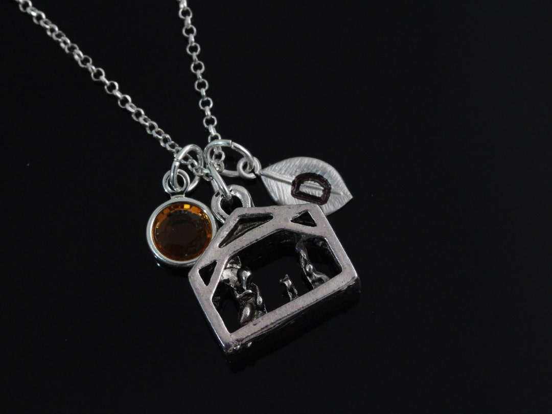 Personalized Nativity Necklace on Sterling Silver Chain Birthstone ...