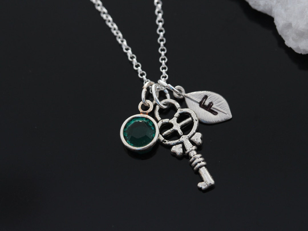 Small Key Necklace on Sterling Silver Chain, Personalized Small Key ...