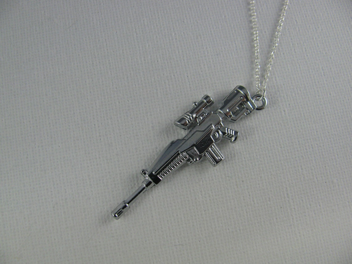 Sniper Gun Necklace on 925 Sterling Silver Chain, Sniper Gun Pendant ...