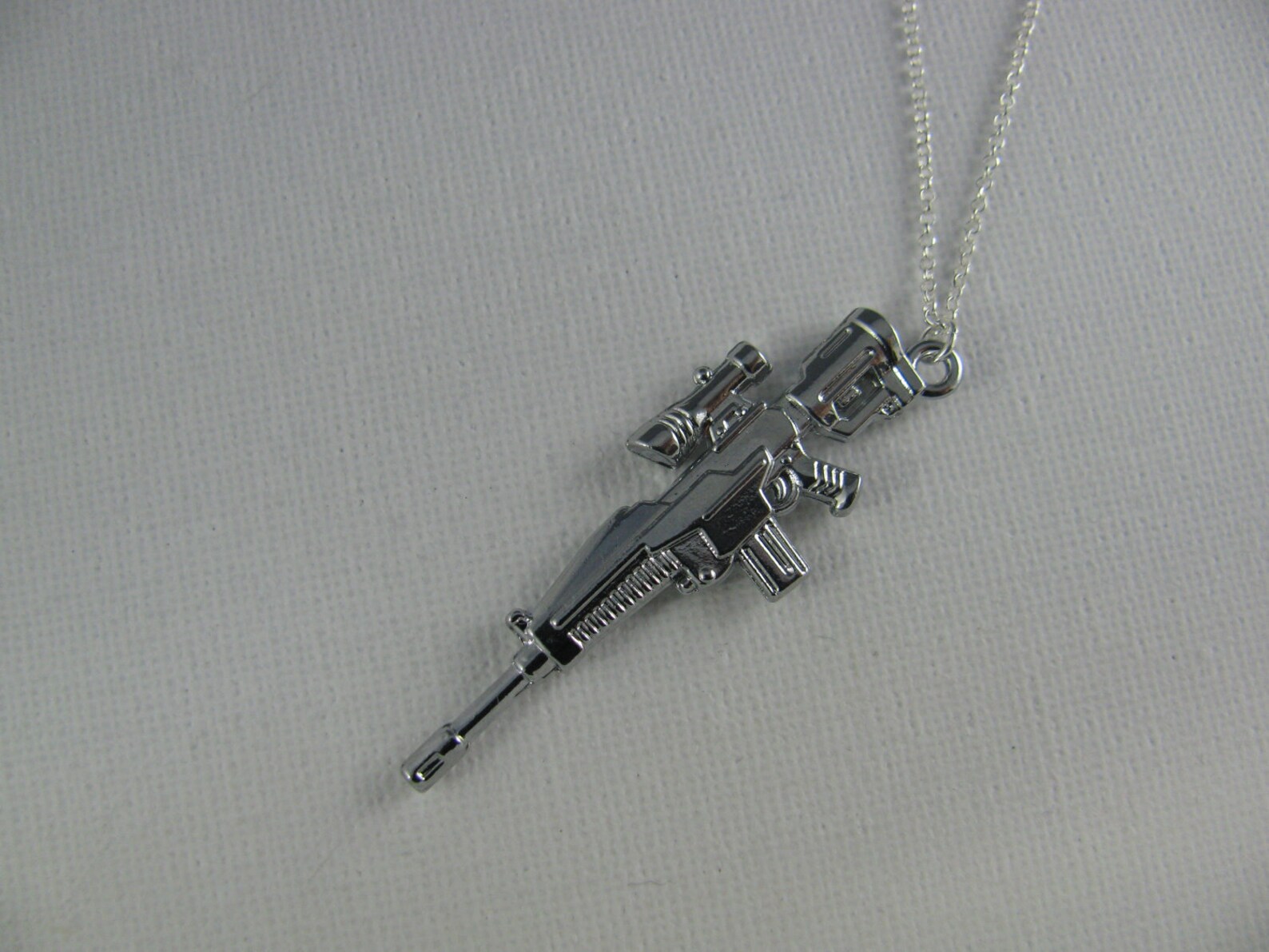 Sniper Gun Necklace on 925 Sterling Silver Chain, Sniper Gun Pendant ...
