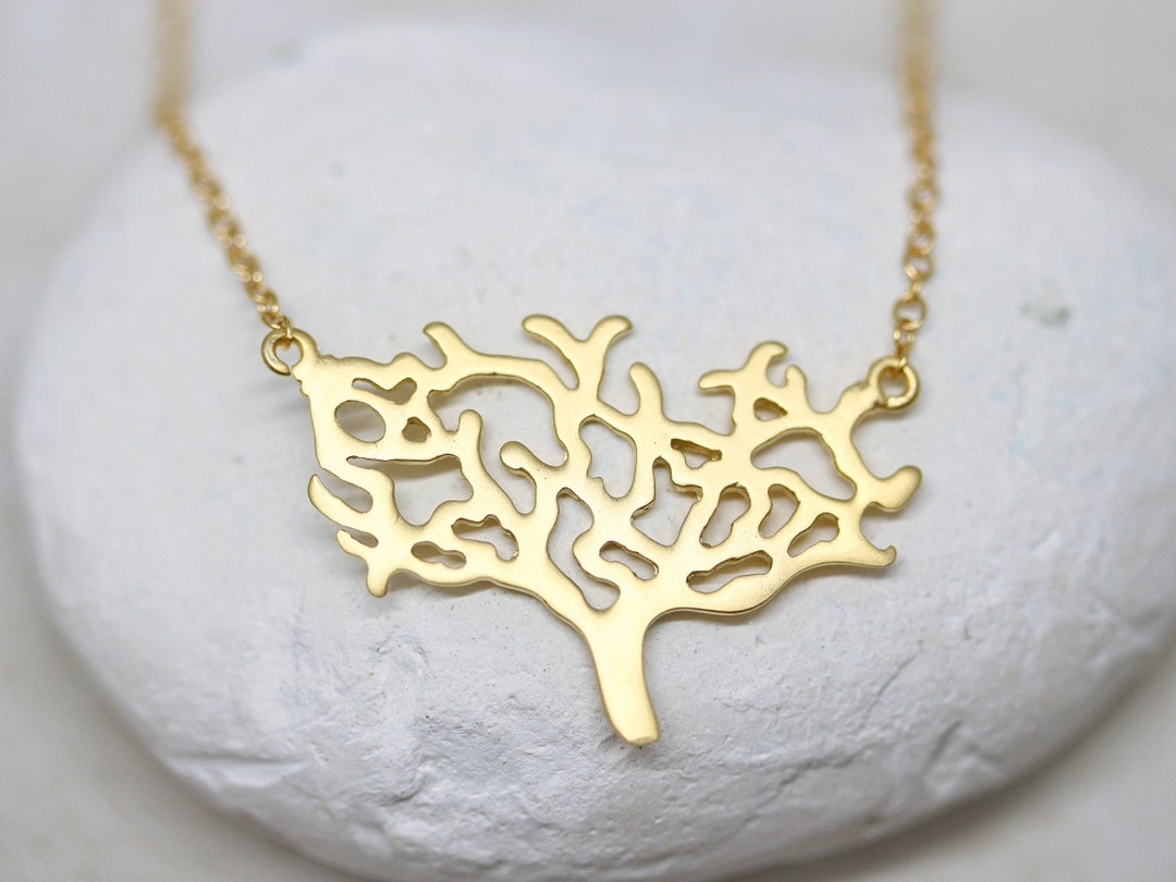 Gold Tree Necklace, Gold Plated Tree Pendant on a Gold Plated Sterling ...