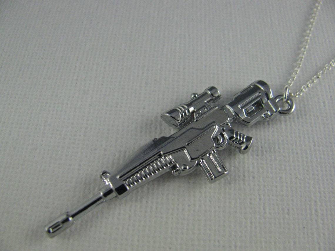 Sniper Gun Necklace on 925 Sterling Silver Chain, Sniper Gun Pendant ...
