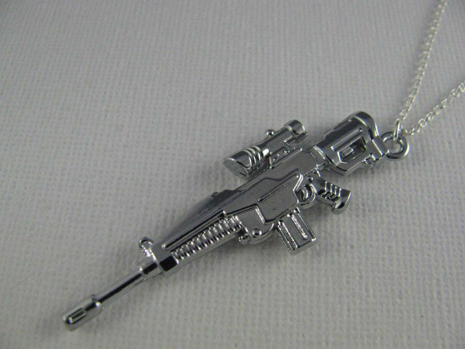 Sniper Gun Necklace on 925 Sterling Silver Chain, Sniper Gun Pendant ...
