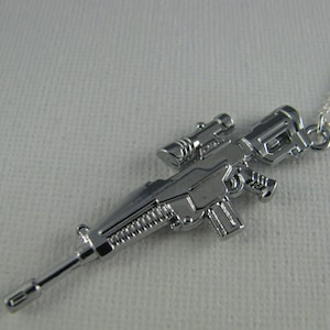 Sniper Gun Necklace on 925 Sterling Silver Chain, Sniper Gun Pendant ...