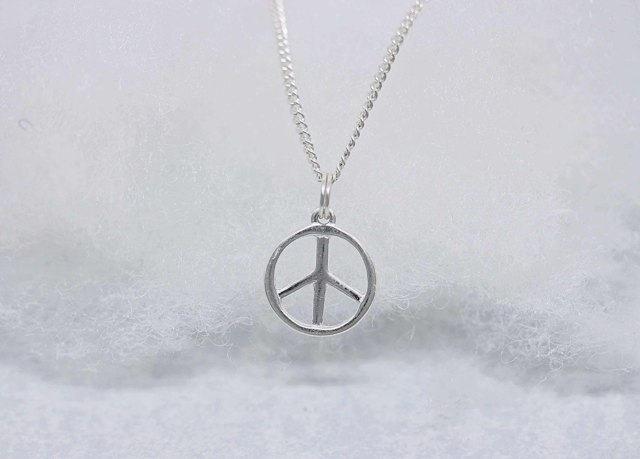 925 Sterling Silver Peace Sign Necklace, Silver Peace Jewelry, Peace ...