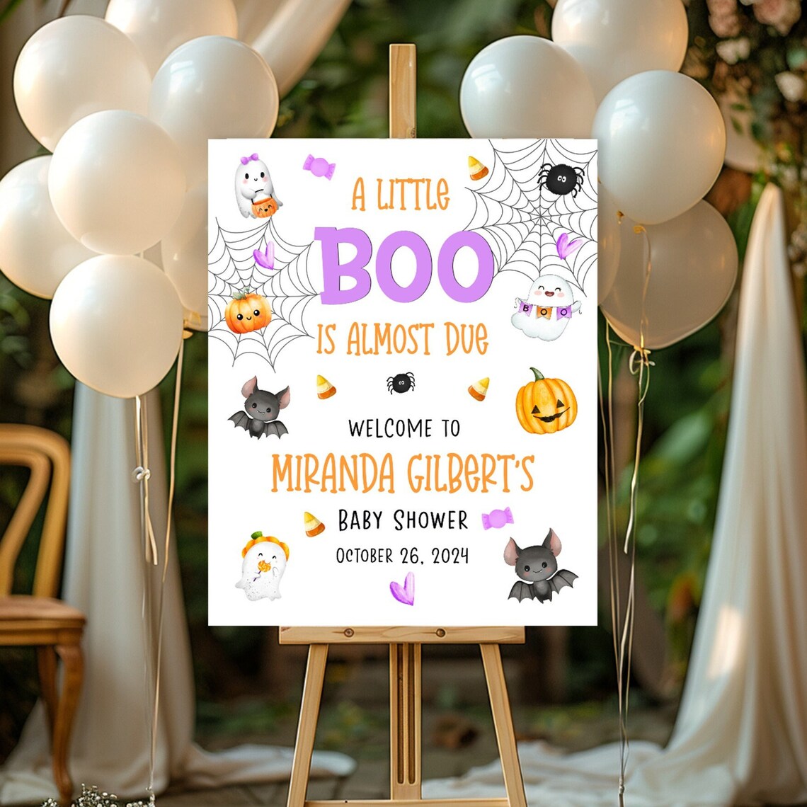 A Little Boo Baby Shower Ghost Party Welcome Sign Printable - 7 Sizes ...