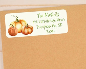 Pumpkin Fall Address Labels Personalized Pumpkin Return - Etsy