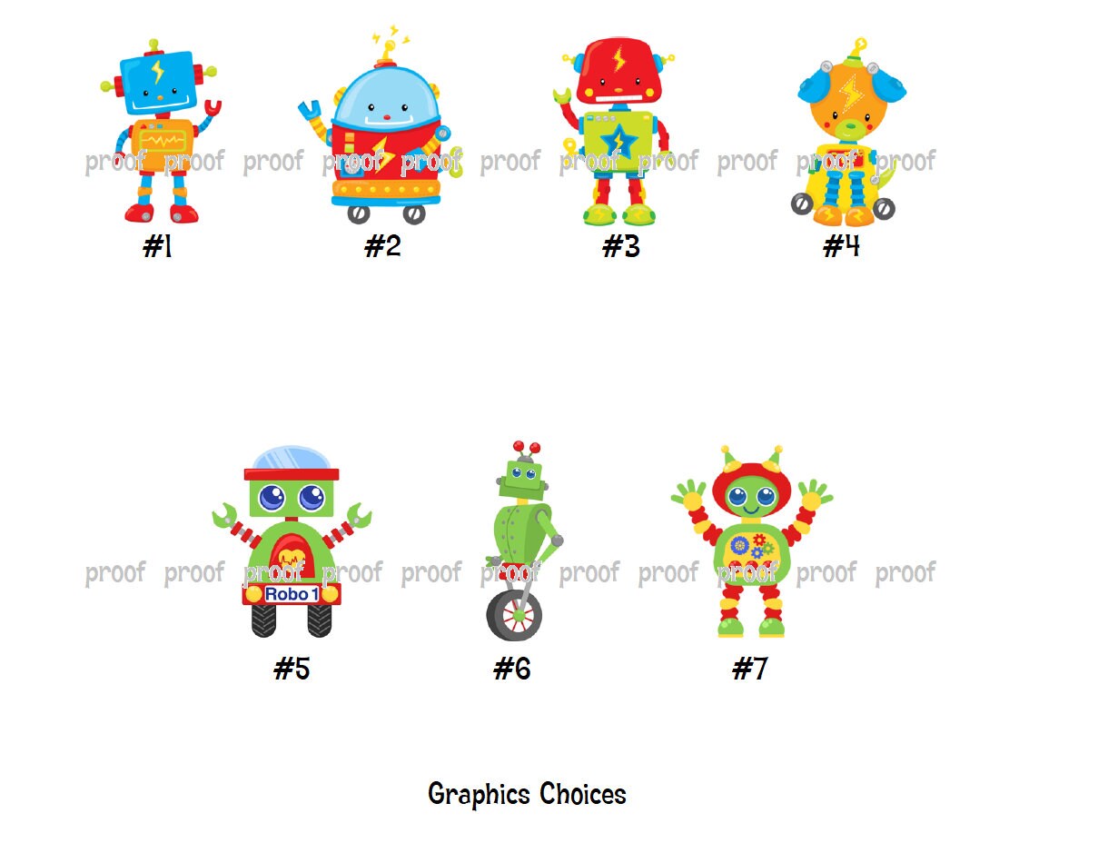 Personalized Glossy Robot Favor Labels - Birthday Favor Labels - Gift ...