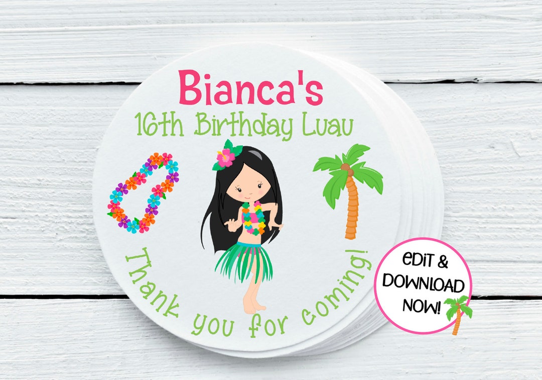 Personalized Hawaiian Luau Printables, Tropical Party Favor Labels ...