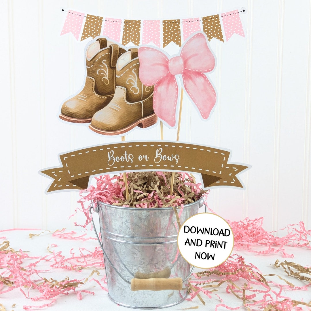 Boots or Bows Gender Reveal Centerpieces Party Decor, 3 Sizes, DIGITAL ...