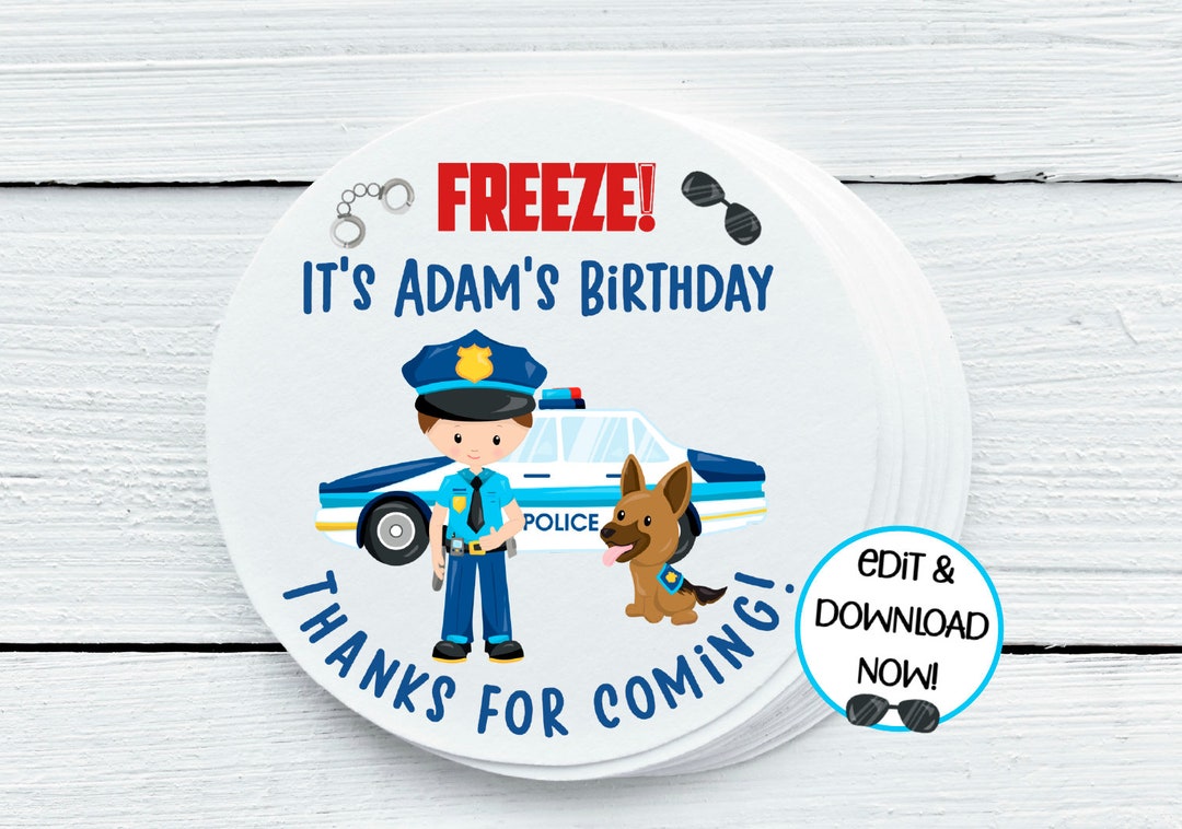 Personalized Police Party Printables, Police Birthday Gift Tags - You ...