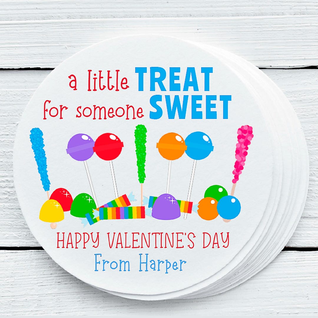 Personalized Valentine Sweet Treat Theme Favor Labels Treat Bag Party ...