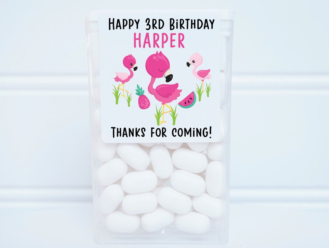Personalized Flamingo Theme Birthday Party Tictac Favor Stickers ...