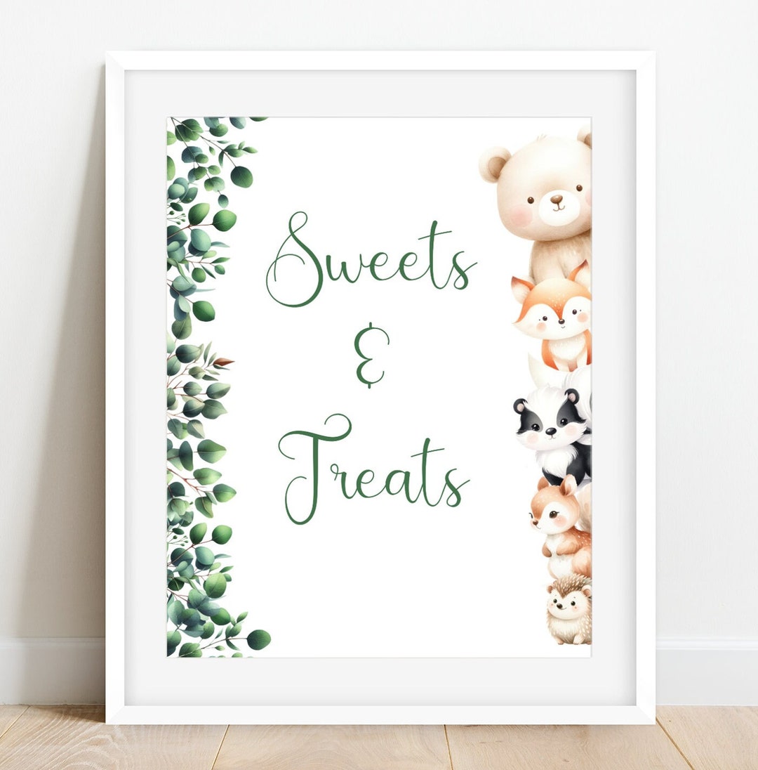 Woodland Animals Sweets and Treats Sign Printables, WAN727 - DIGITAL ...