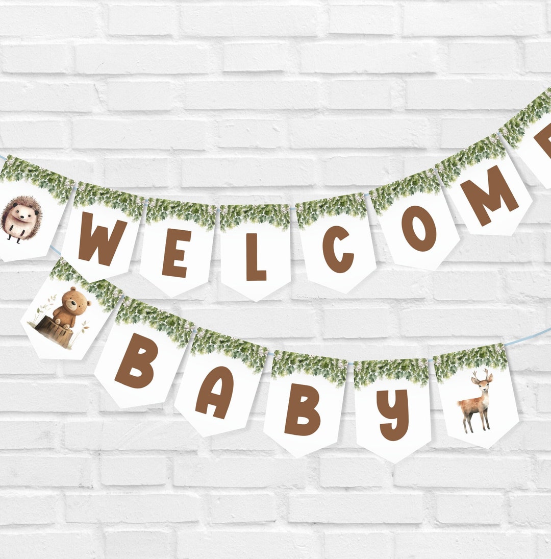 Woodland Animal Baby Shower Printable Party Banner - Forest Animal ...