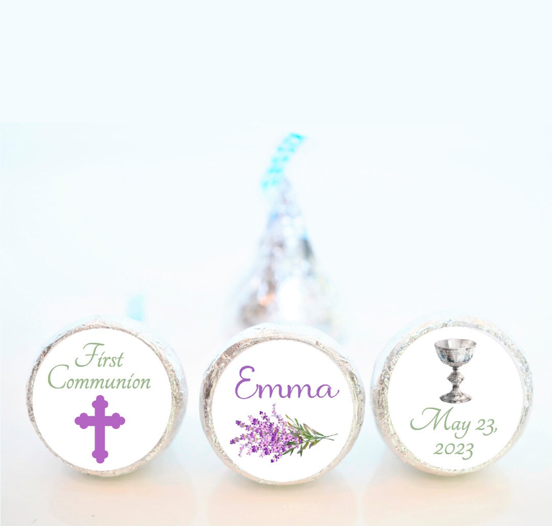 Personalized Lavender Floral First Communion Chocolate Kiss Party Favor ...