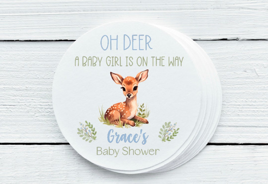 Personalized Christmas Oh Deer Baby Shower Favor Labels - Baby Shower ...