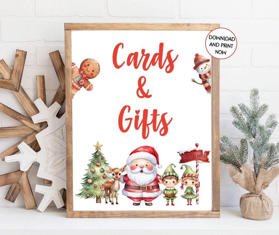 Santa's Little Helper Baby Shower Cards & Gifts Sign Printable, SLH700 ...